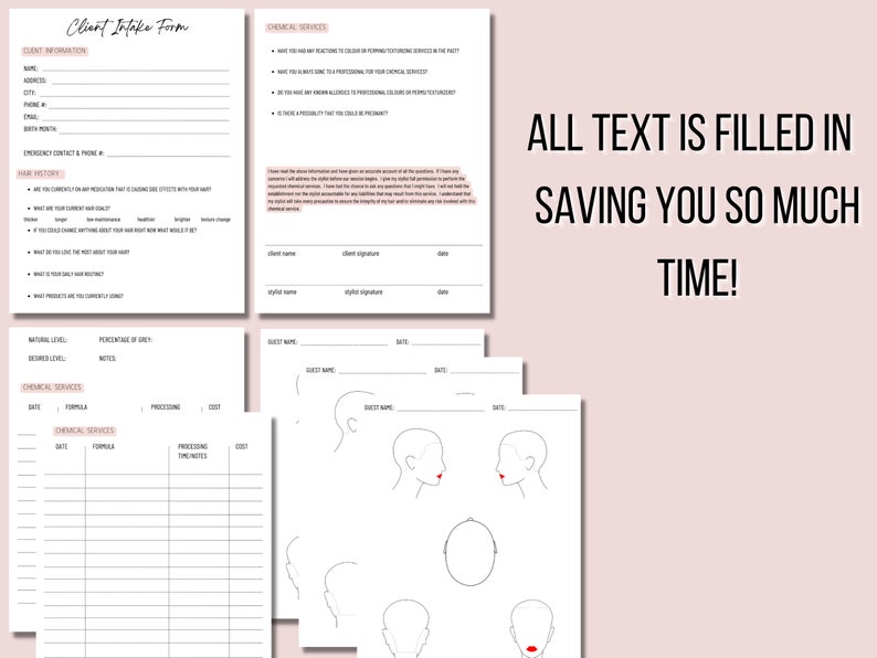 Hair Salon Client Intake Form Hair Client Consultation Form - Etsy