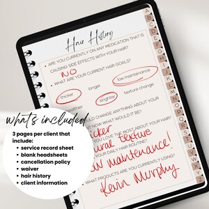 Client Record Book Hair Stylist Digital Planner Hairstylist Client ...