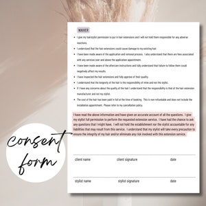 Hair Extension Consultation Form Hair Consult Extension Client Intake ...