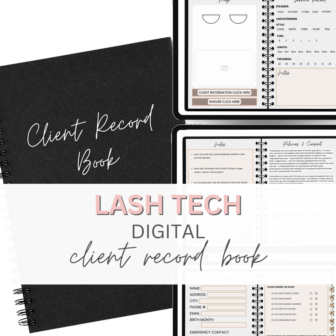 Lash Tech Client Record Book Digital Lash Mapping Client Intake Form Lash Artist Business ...