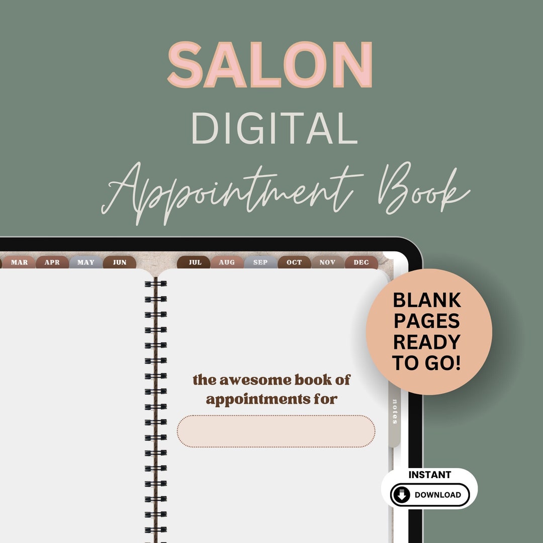 Appointment Book Digital Salon Calendar Planner Spa Digital Appointment ...