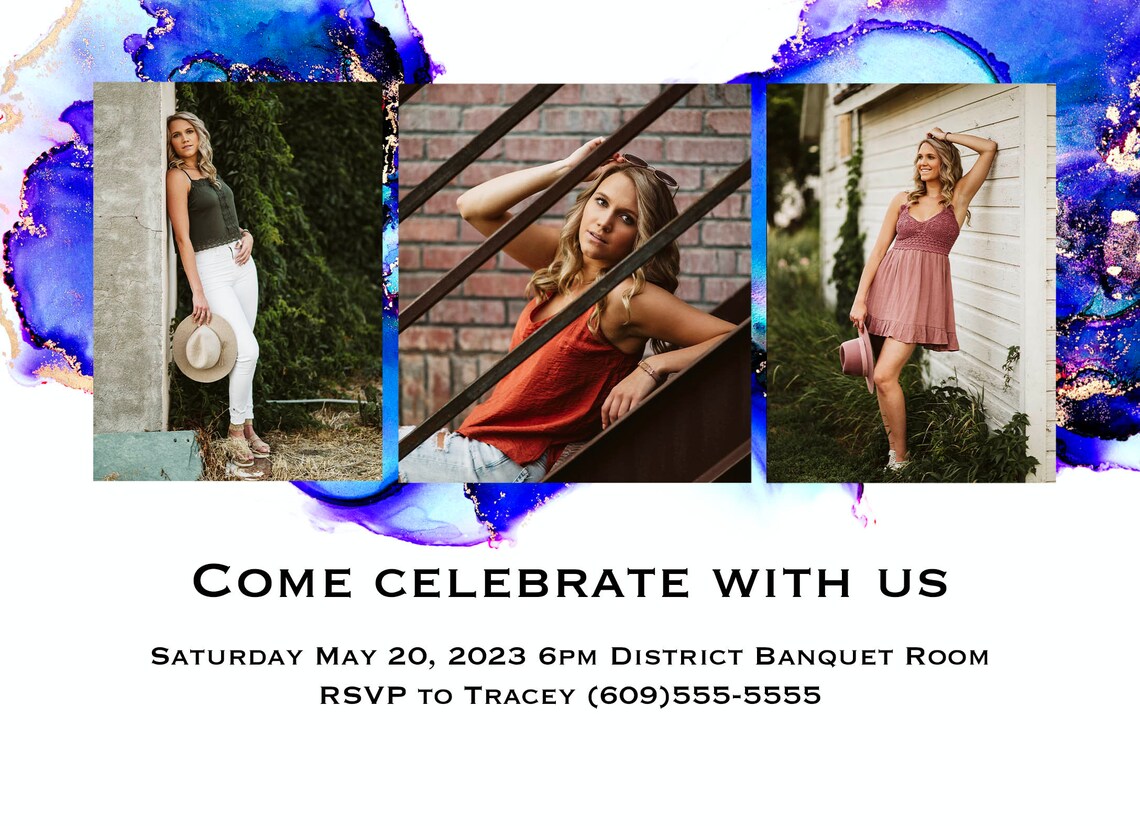 Senior Invitation Graduation Photoshop Template Design - Etsy