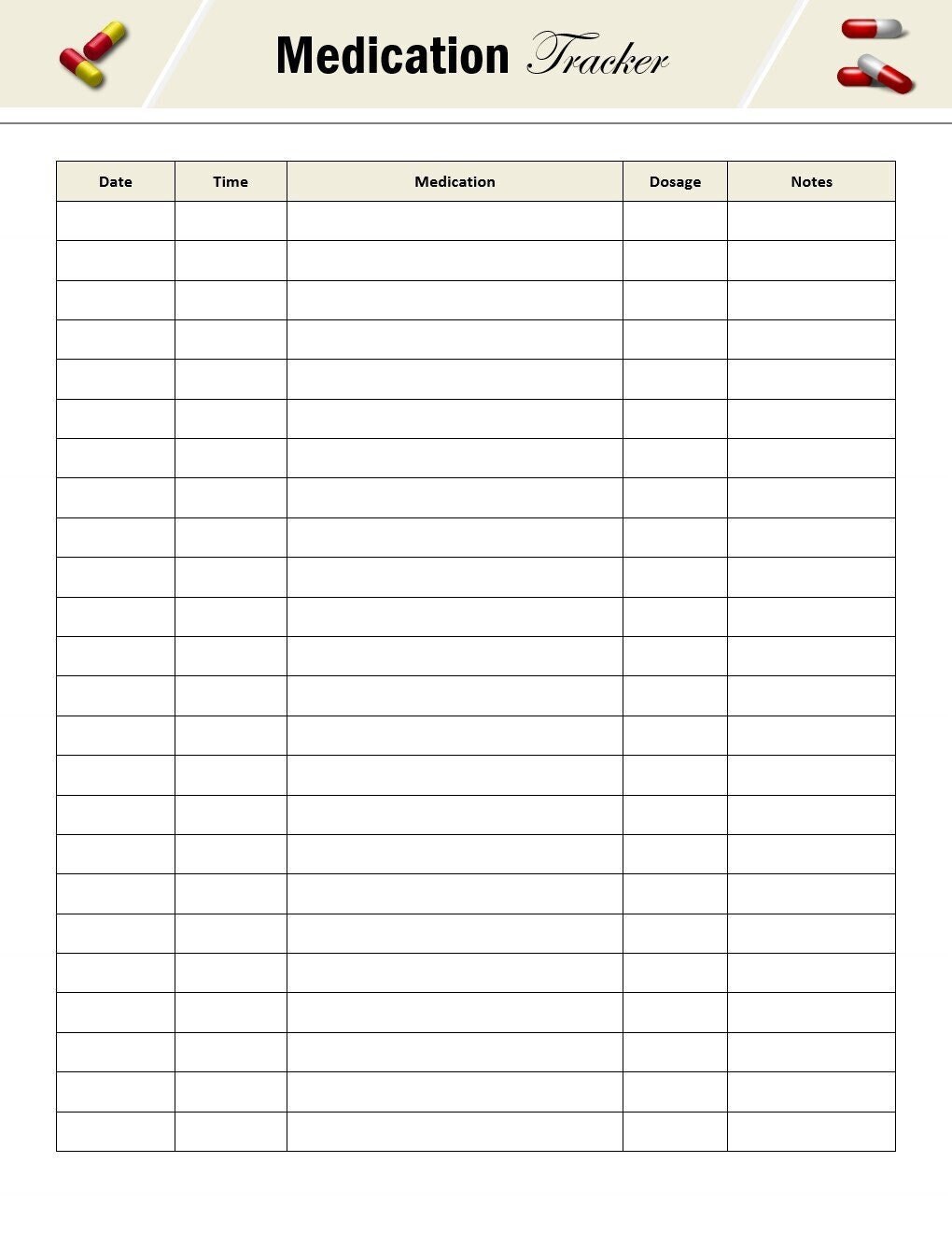 Digital Printable Medical Tracker - Etsy