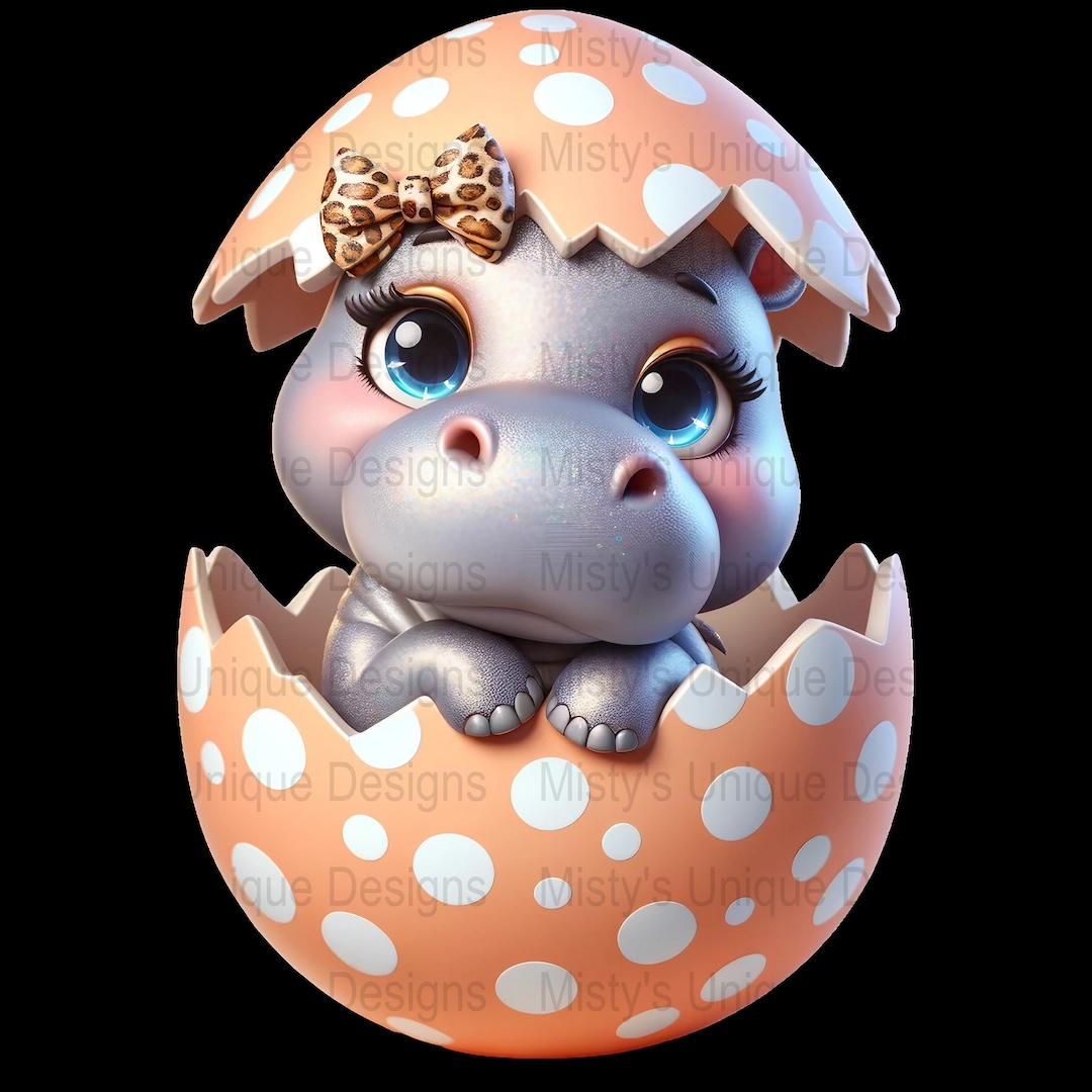 Cute Baby Hippo Clipart, Digital Download, Nursery Decor, Animal PNG ...