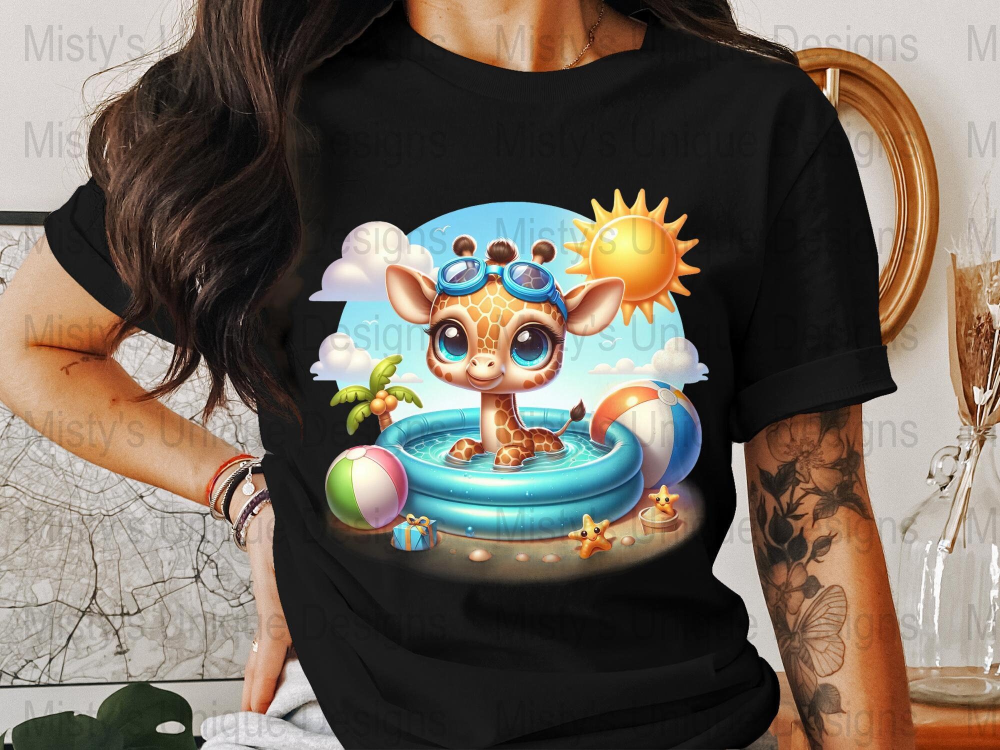 Giraffe Pool Party Clipart, Summer Beach PNG (digital Download) - Etsy