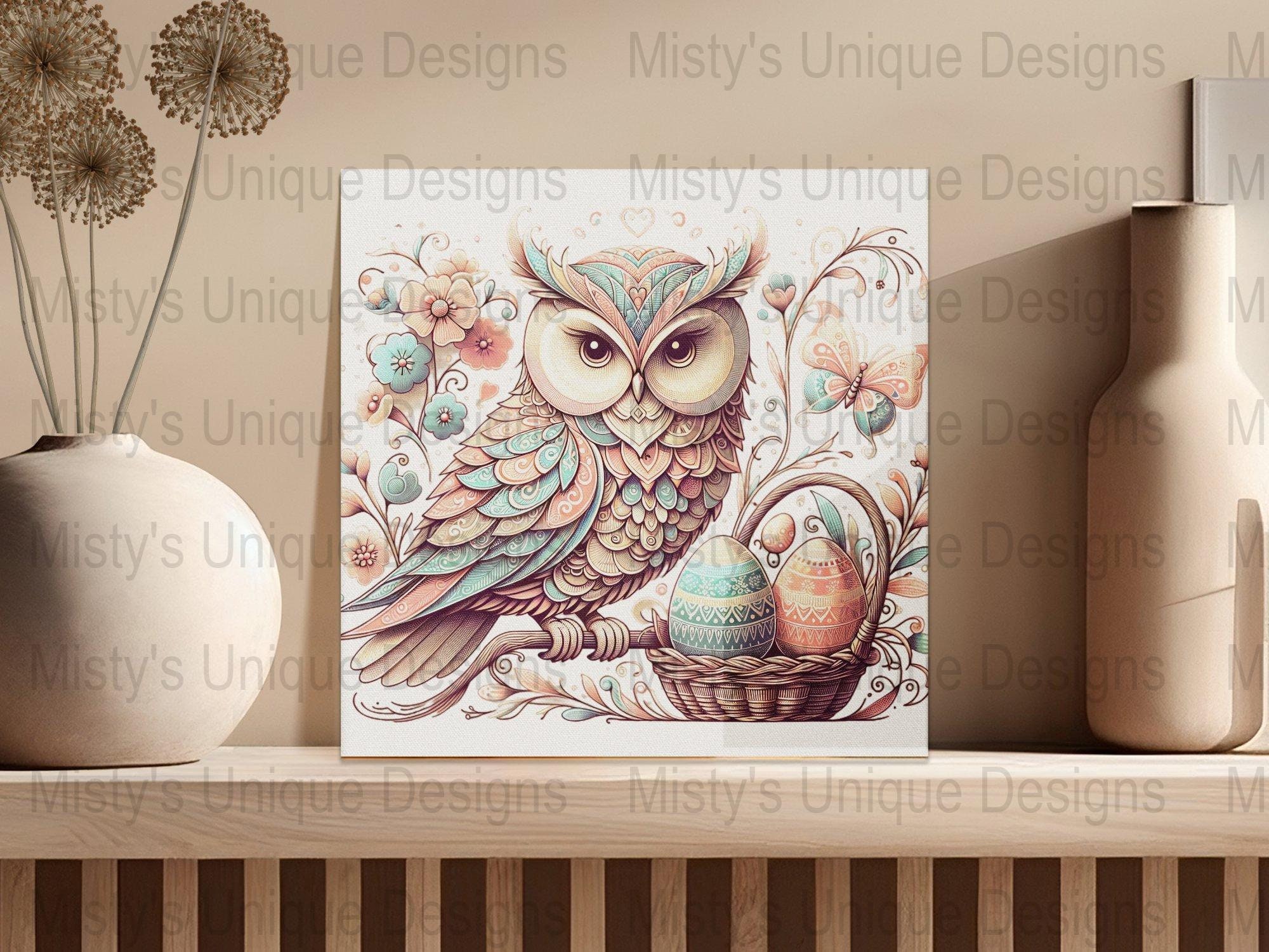 Owl Clipart PNG, Digital Download, Floral and Easter Eggs Design ...