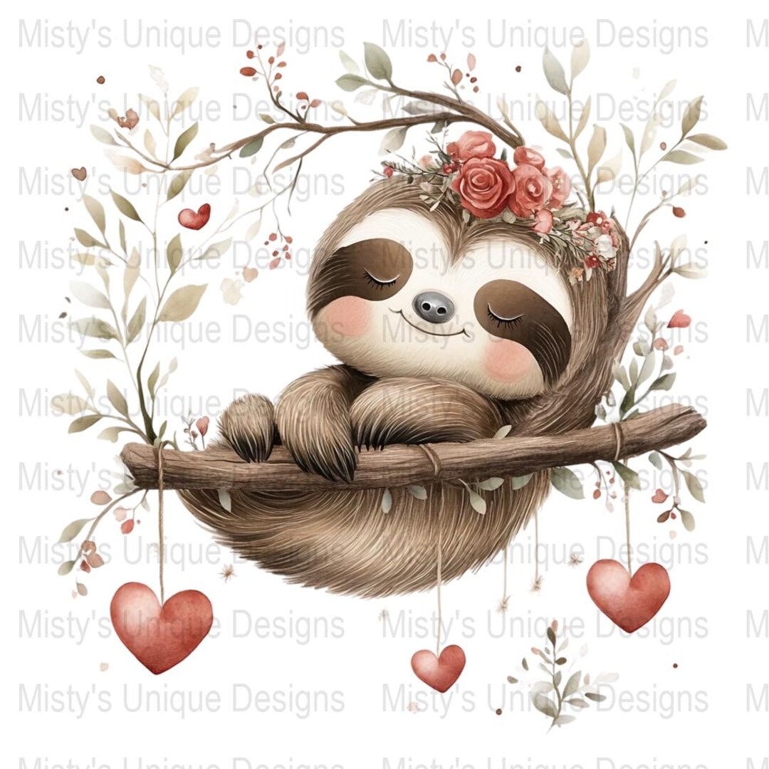 Cute Sloth With Floral Crown Digital Download, Adorable Woodland Animal ...