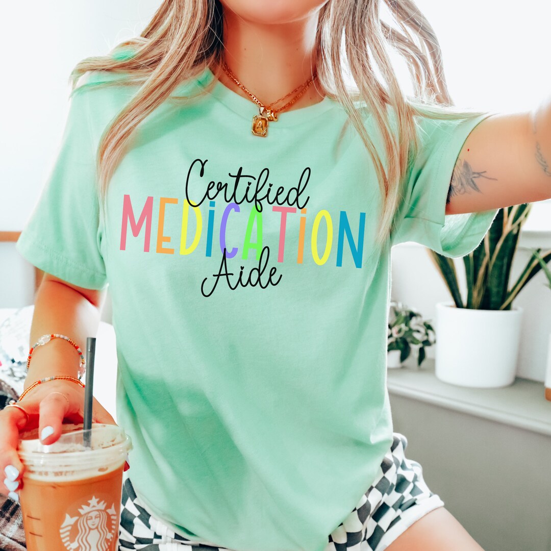 Retro CMA T-shirt, Multicolored Print Certified Medication Aide - Etsy