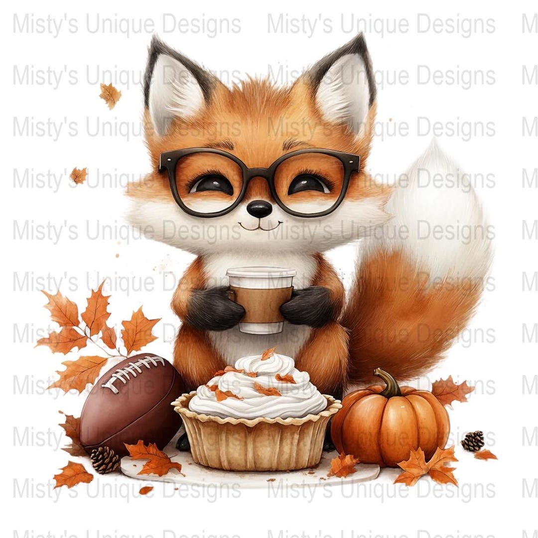 Cute Fox Autumn Clipart, Fall Fox PNG, Cute Fall Animal Illustration ...