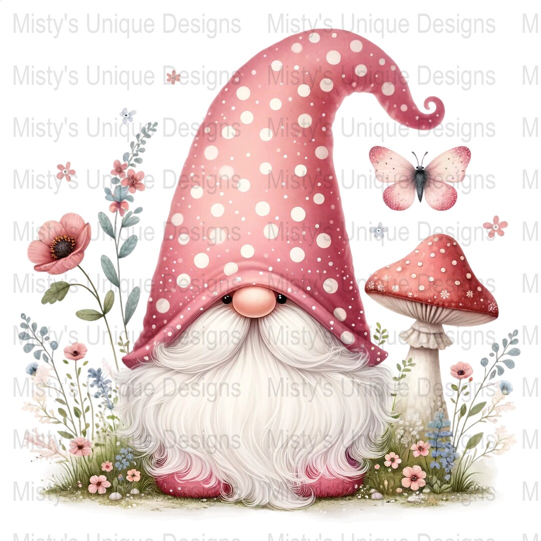 Watercolor Gnome Clipart, Digital Download, Cute Gnome PNG, Floral ...