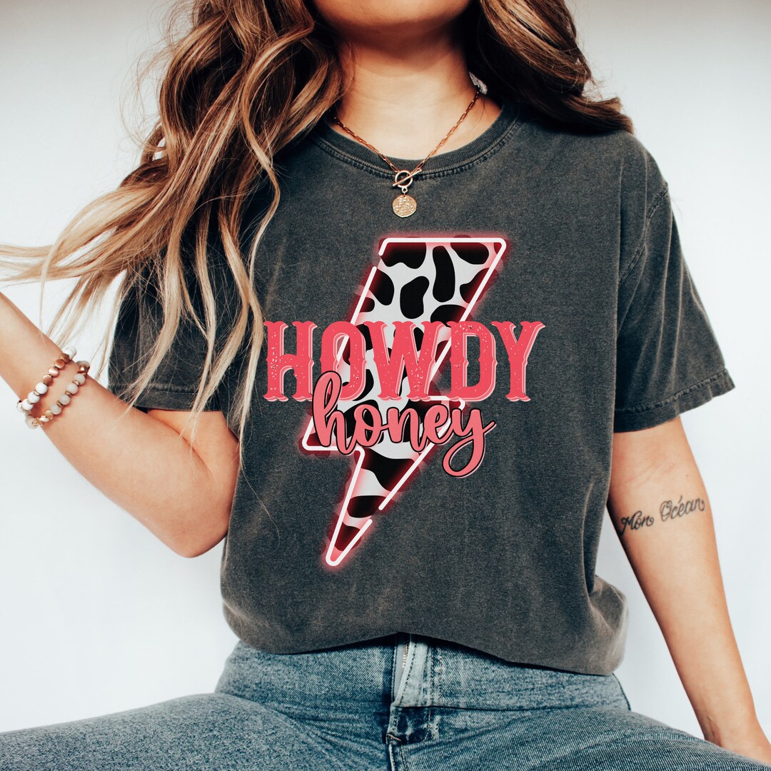 Western Cow Print Howdy Honey Shirtvintage Style - Etsy