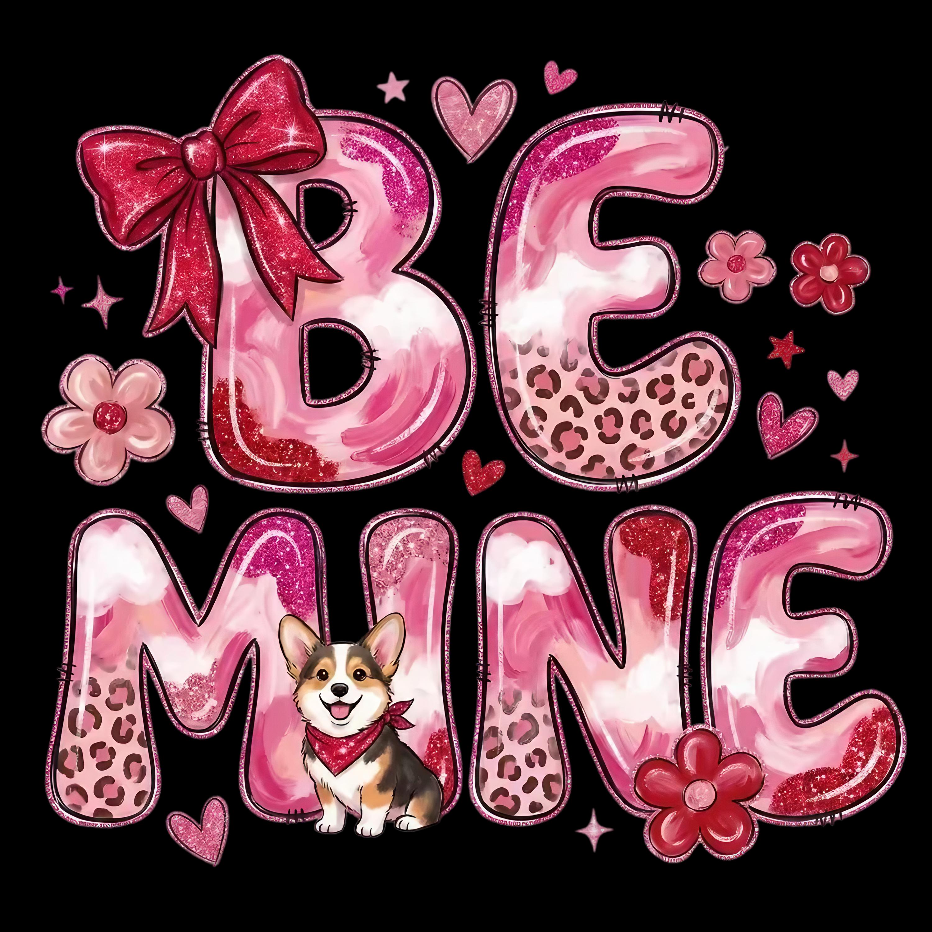 Corgi Valentine Clipart, Be Mine PNG, Heart and Bow Design (digital ...