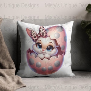 Cute Bunny in Egg Clipart, Pink Polka Dot Easter PNG, Digital Download ...