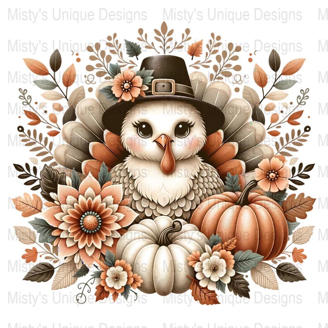 Thanksgiving Turkey Clipart PNG, Autumn Harvest Digital Download, Fall ...