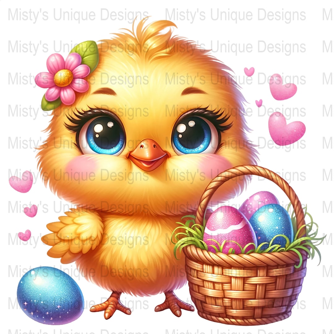 Cute Easter Chick Clipart, Digital Download, Spring Yellow Chick PNG ...