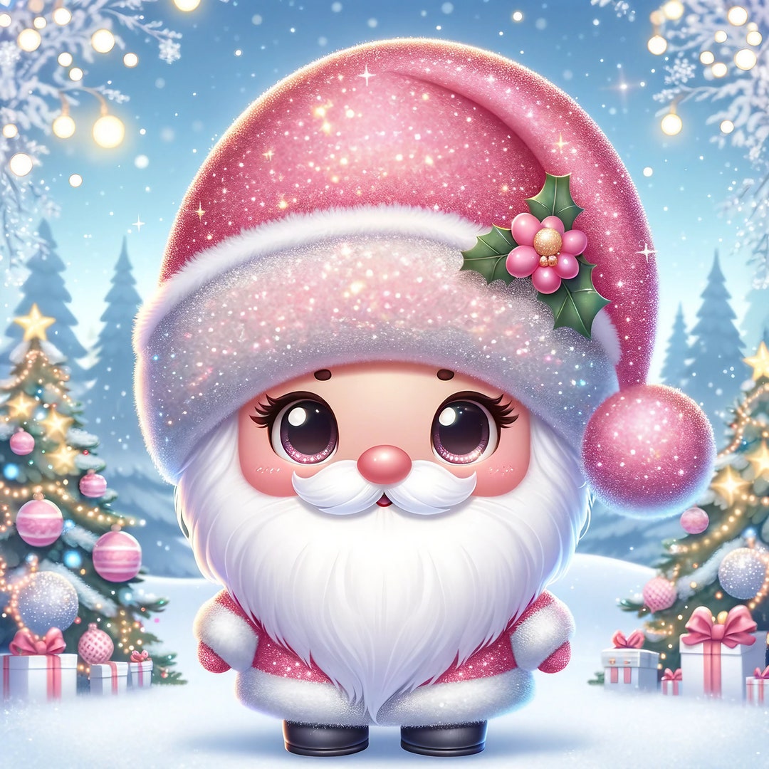 Pink Faux Glitter Santa Digital Paper, Christmas Digital Paper, Pink ...