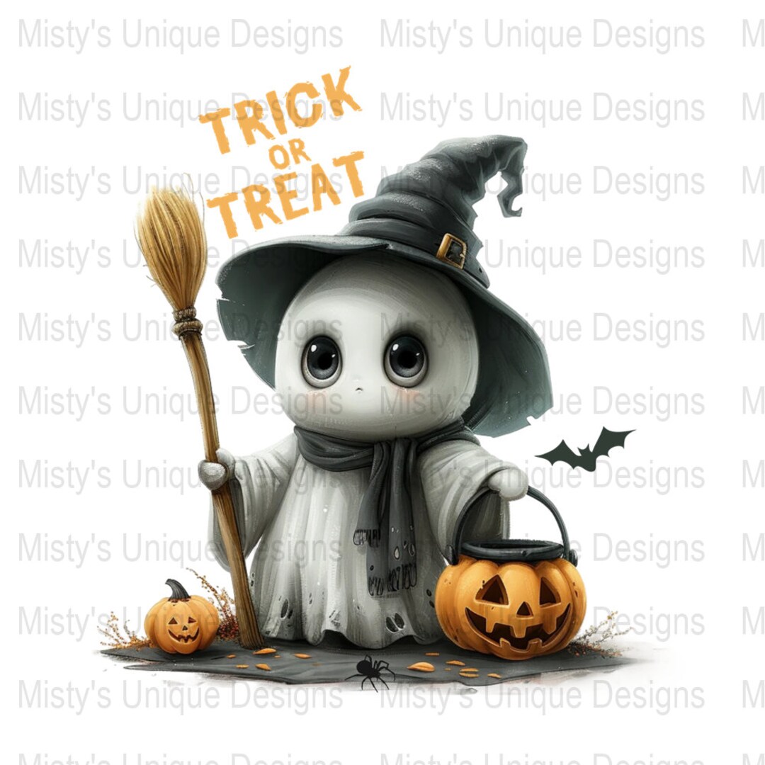 Cute Halloween Ghost Clipart, Trick or Treat Digital Download, Ghost ...