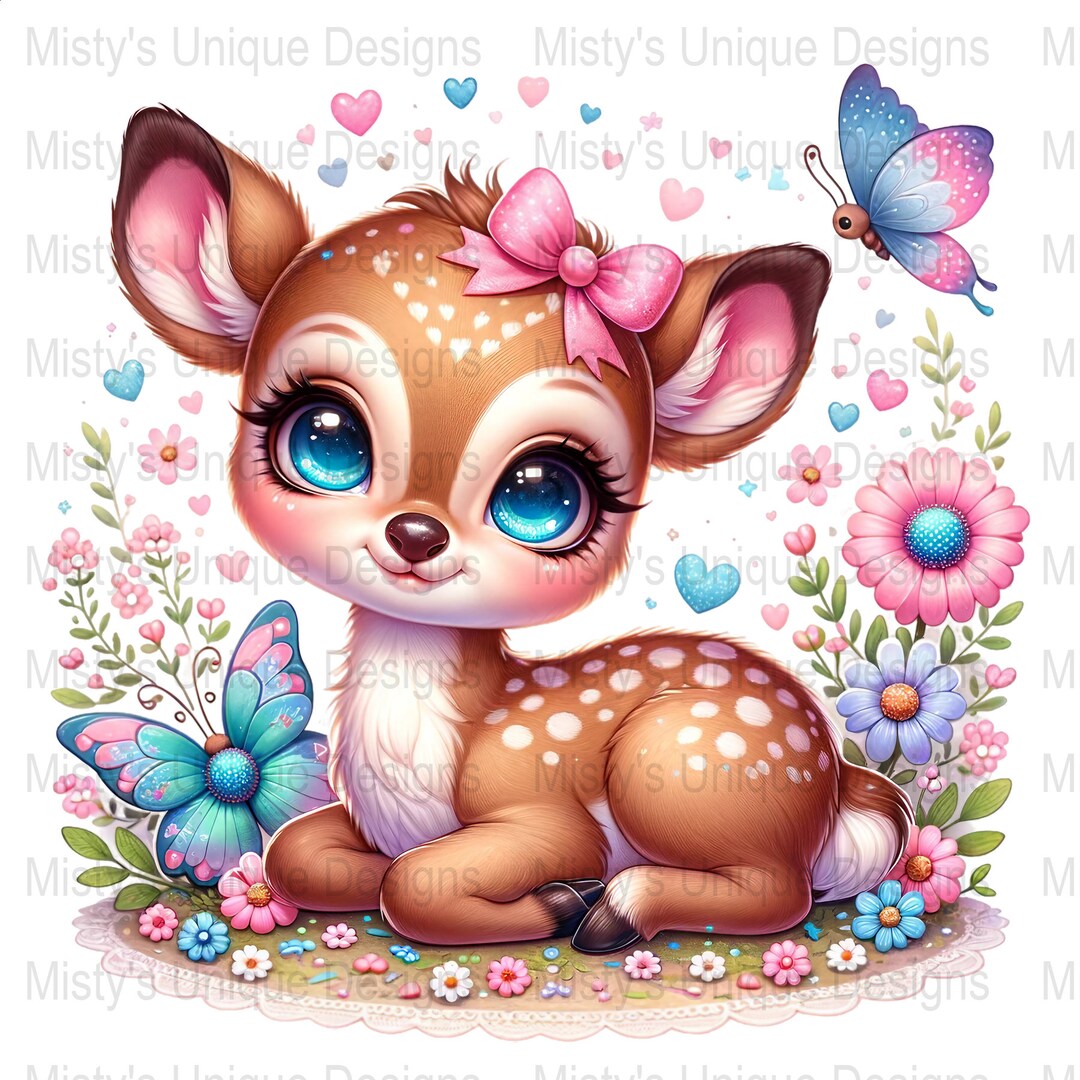 Cute Deer Clipart, Digital Download, Fawn PNG, Adorable Animal ...