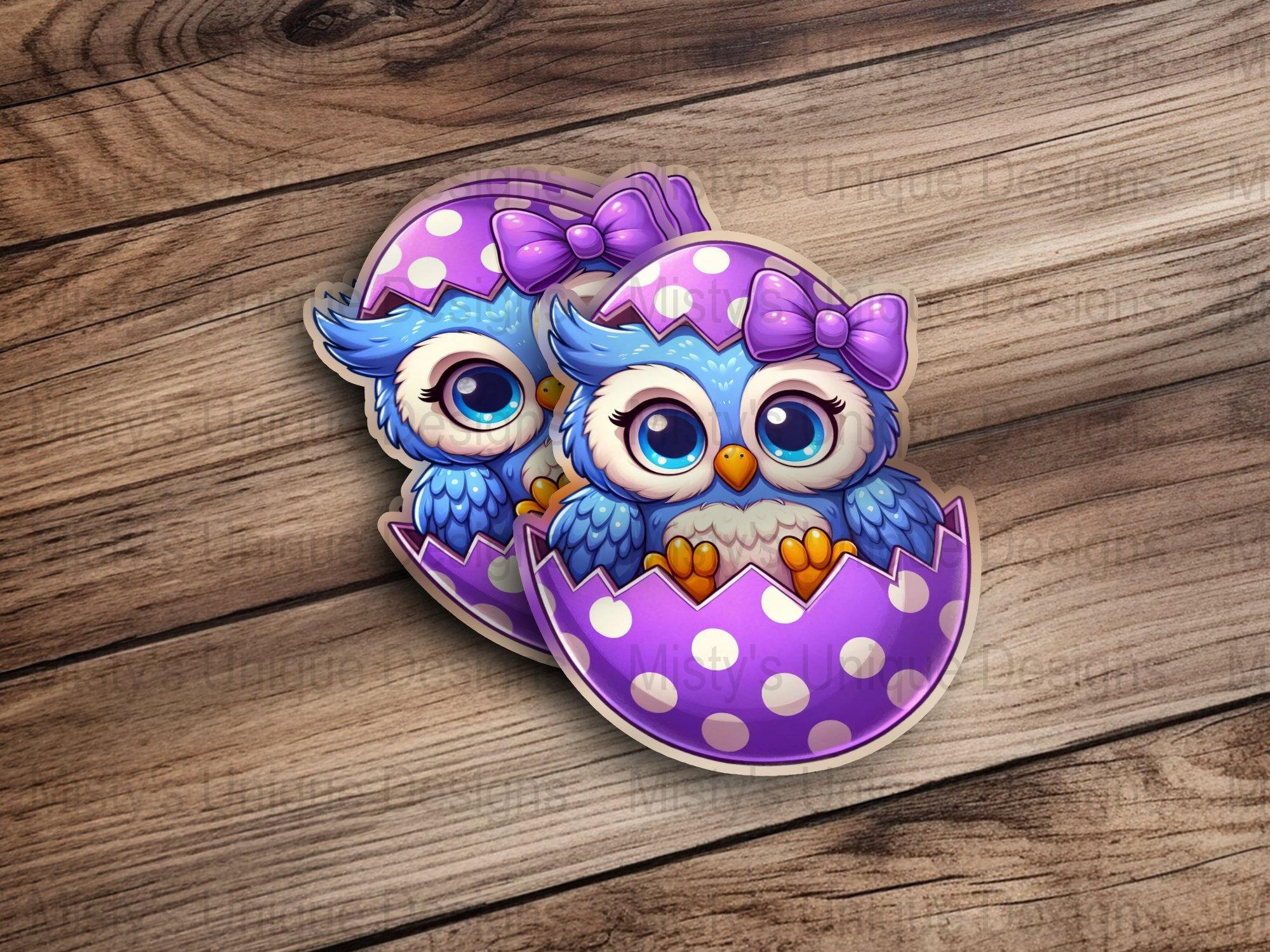 Cute Easter Owl Clipart, Digital Download, Purple Eggshell Cartoon Owl ...