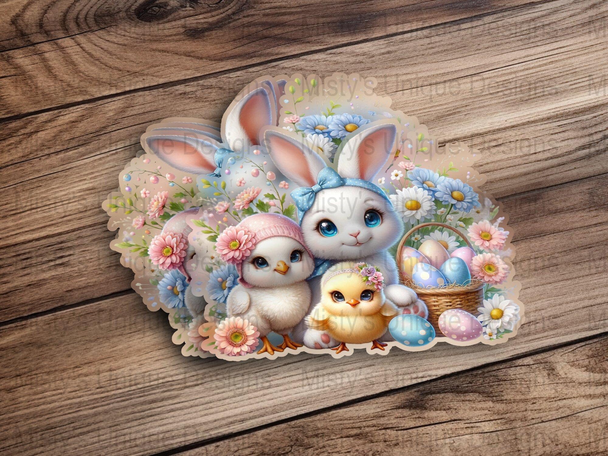 Easter Bunny and Chicks Clipart, Spring Digital Download, PNG Cute ...
