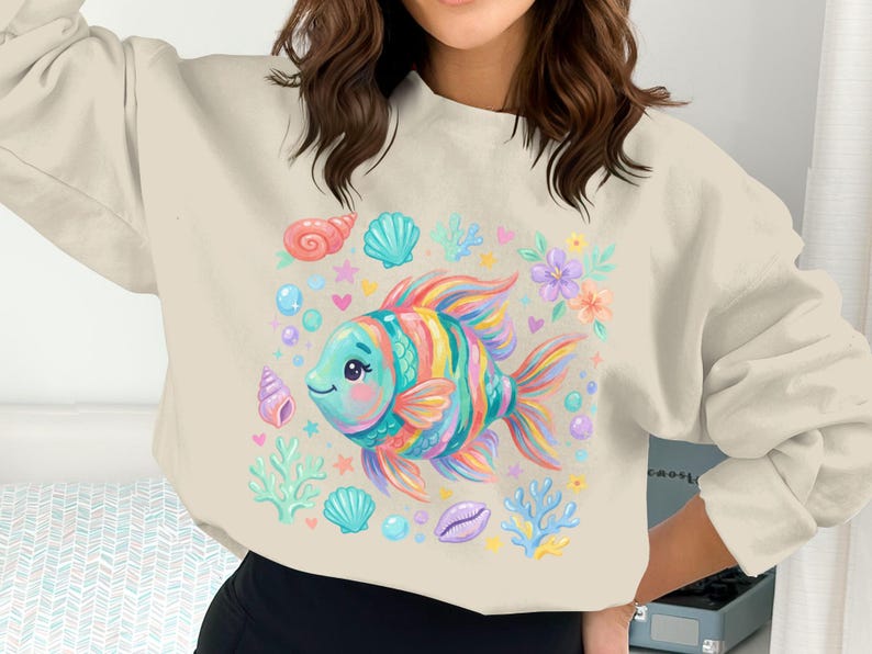 Rainbow Fish Clipart PNG, Whimsical Ocean Animal Graphic (digital ...