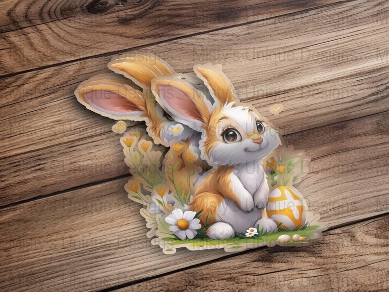 Easter Bunny Clipart, Spring Flowers PNG, Rabbit Art (digital Download ...