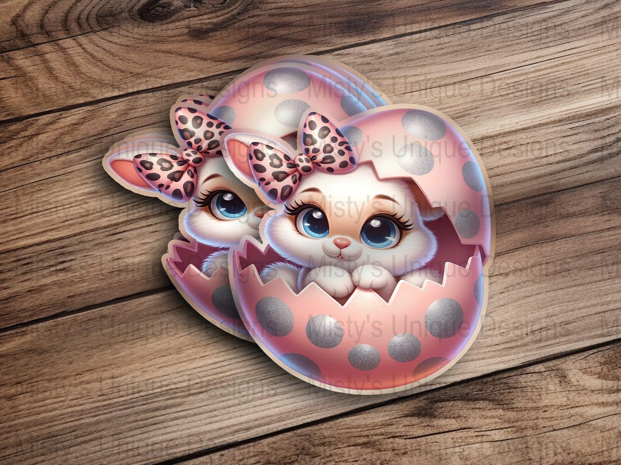 Cute Bunny in Egg Clipart, Pink Polka Dot Easter PNG, Digital Download ...