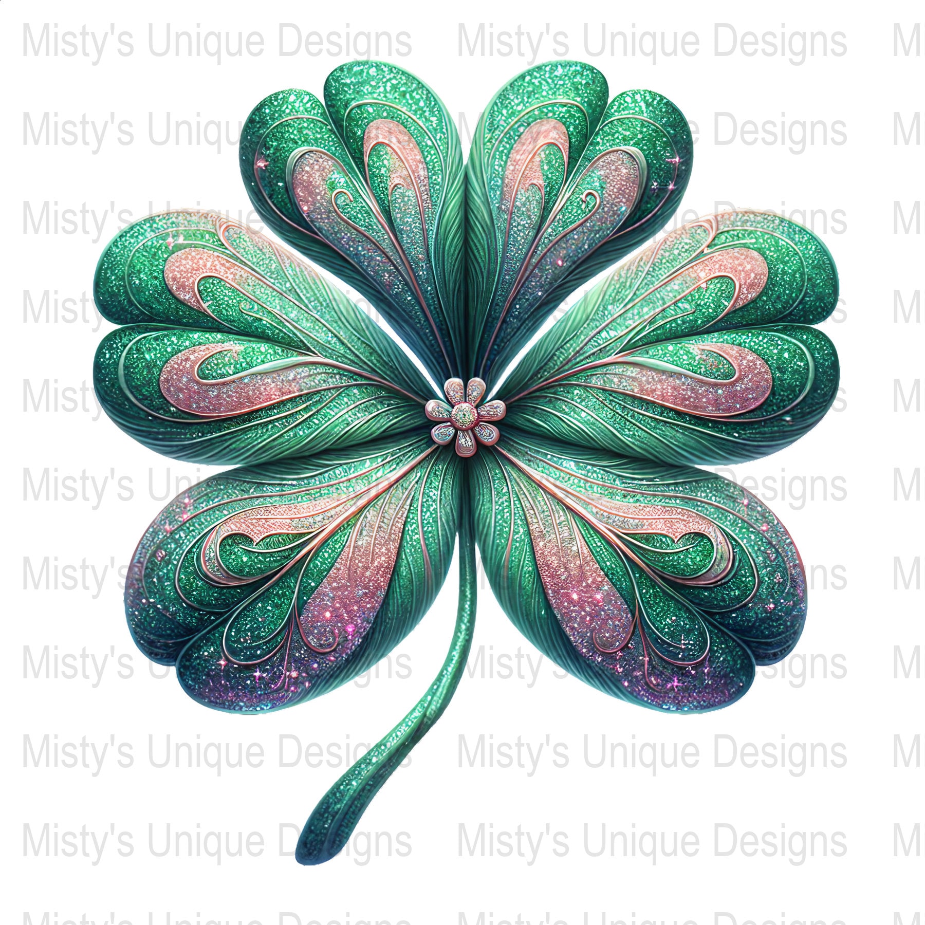 Shamrock Clover Design Clipart, St. Patrick's Day Digital, Green Floral ...
