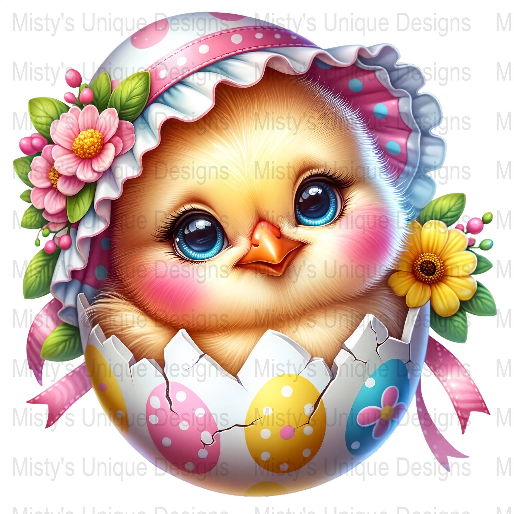 Cute Chick in Egg Clipart, Digital Download, Easter PNG, Floral Spring ...