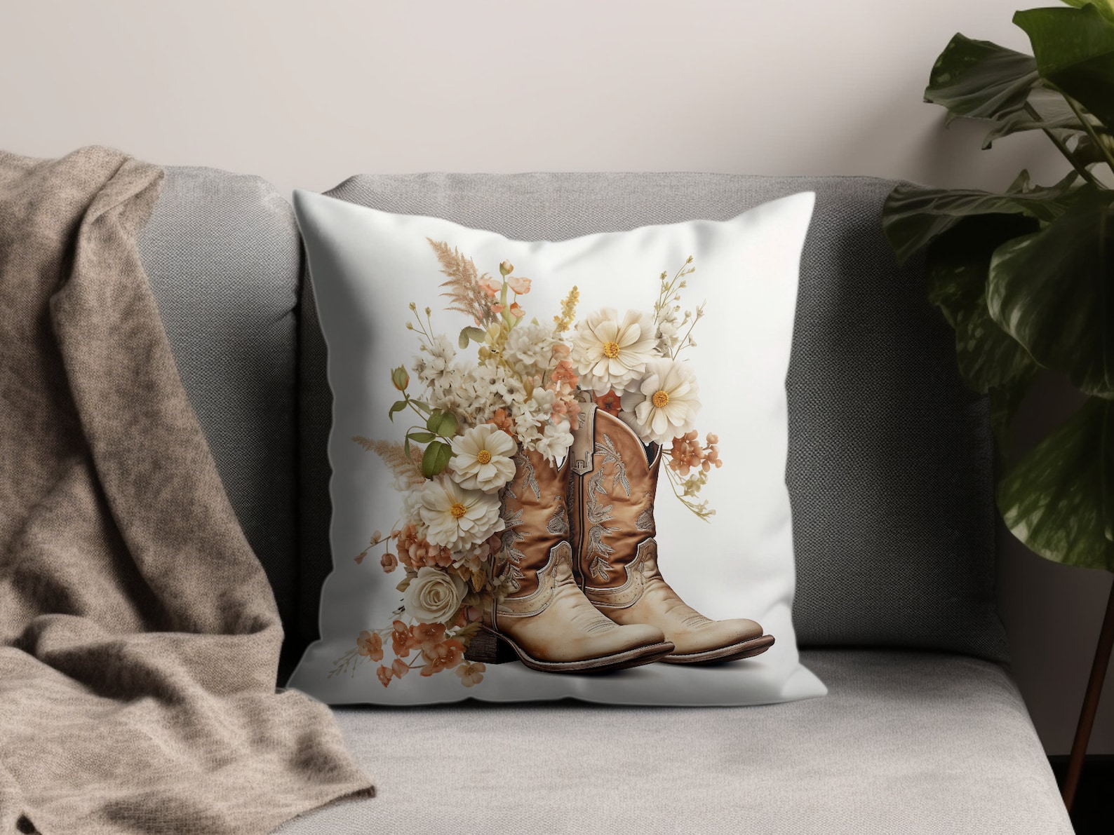 Floral Western Cowboy Boots Digital Paper (PNG) - Etsy