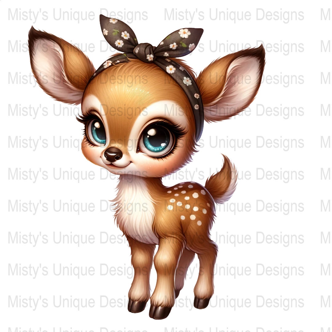 Cute Fawn Clipart, Digital Download, Nursery Animal PNG, Large ...