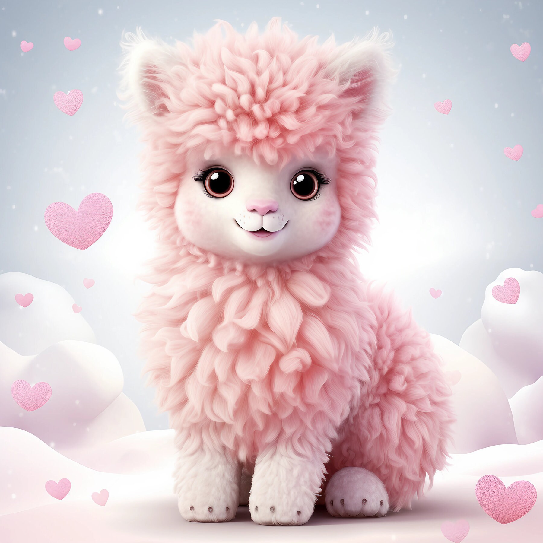 Cute Pink Alpaca Digital Paper PNG, Digital Download, Alpaca Lover Gift ...