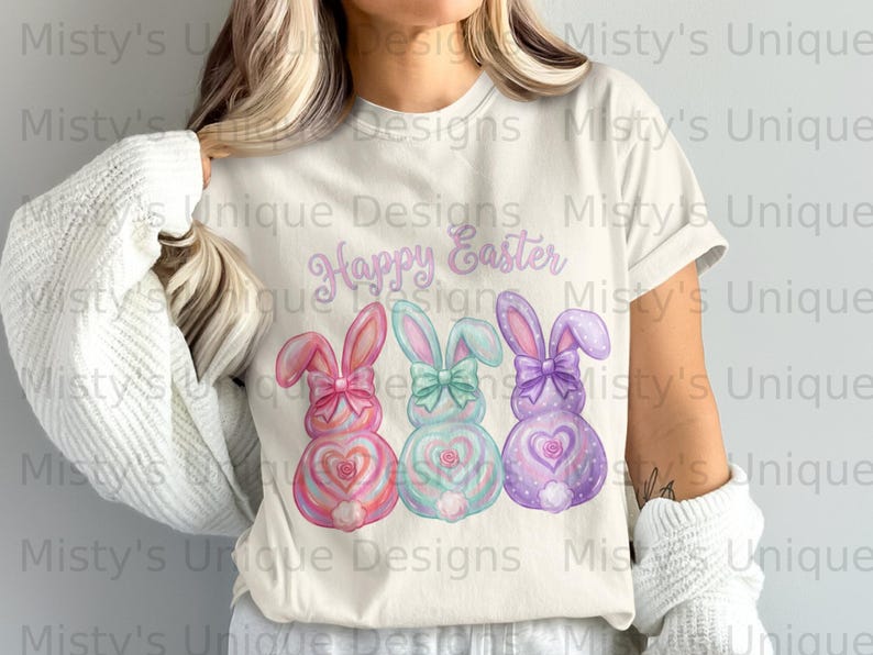 Happy Easter Bunnies Digital, Digital Download Clipart PNG, Spring ...