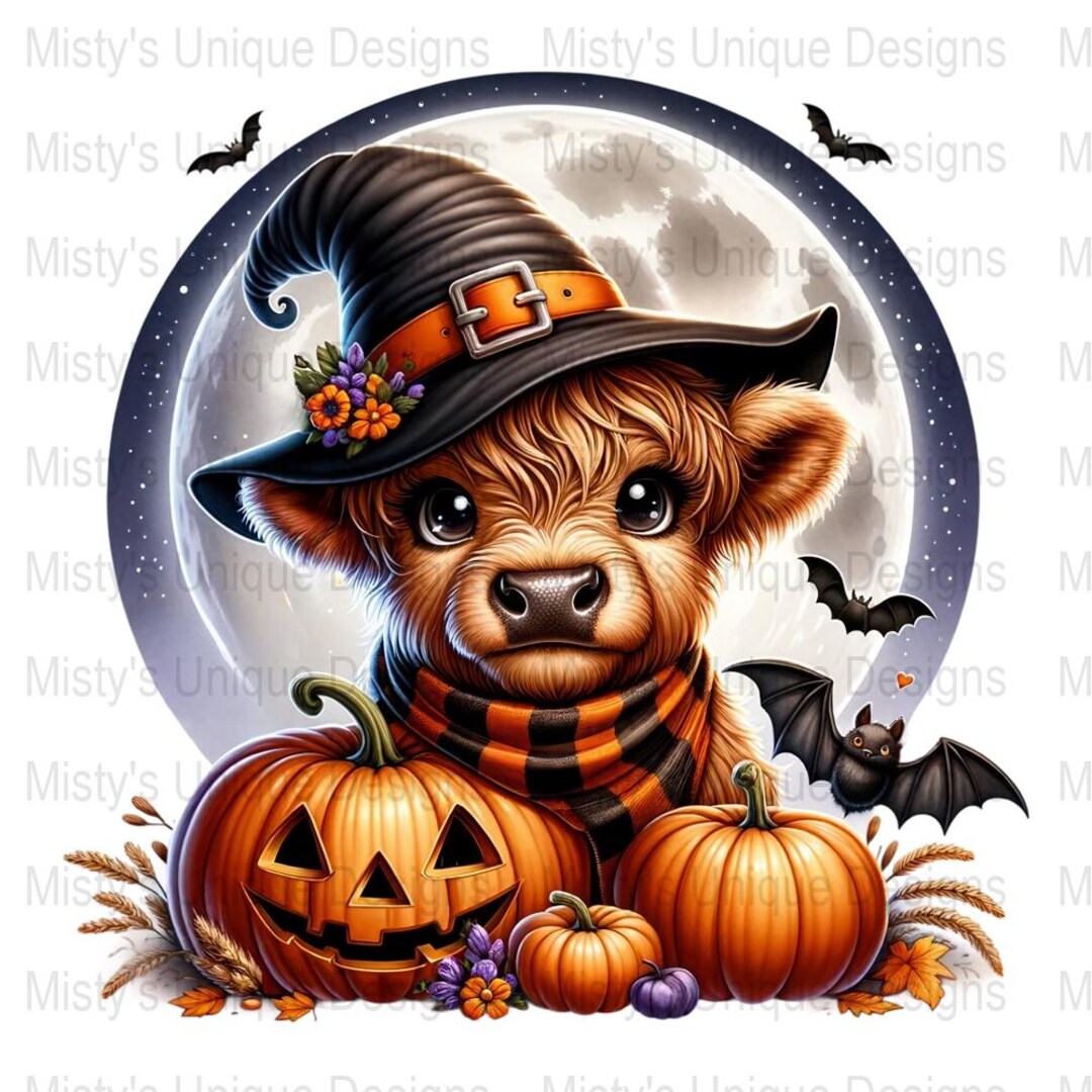 Cute Halloween Cow Clipart, Pumpkin, Witch Hat (digital Download) - Etsy