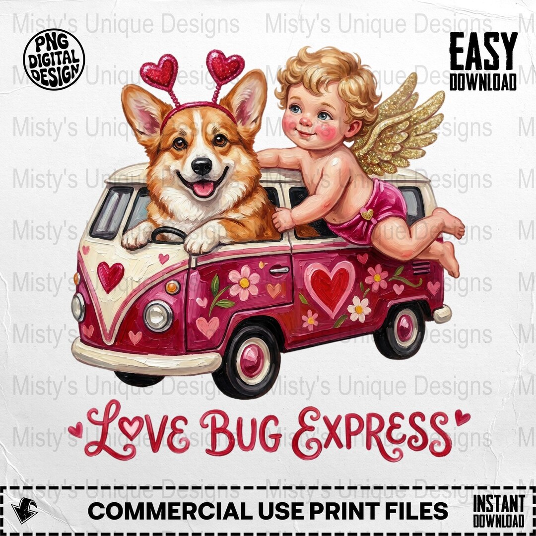 Corgi Cupid Digital Download Clipart PNG, Valentine's Day Art, Love Bug ...
