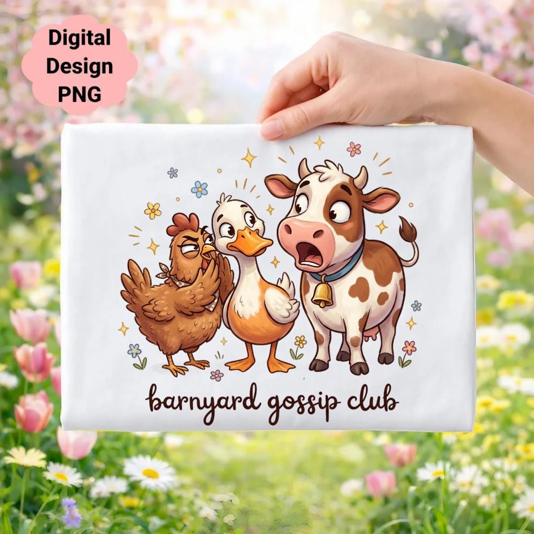 Barnyard Gossip Club Clipart, Funny Chicken Duck Cow PNG (digital ...