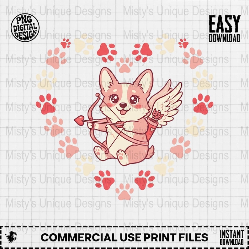 Corgi Cupid Digital, Digital Download Clipart PNG, Valentine's Day Dog ...