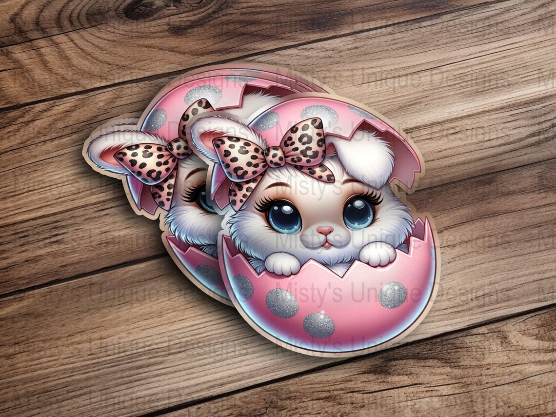 Cute Easter Bunny Clipart, Pink Egg Digital Download, Sparkly Bow ...