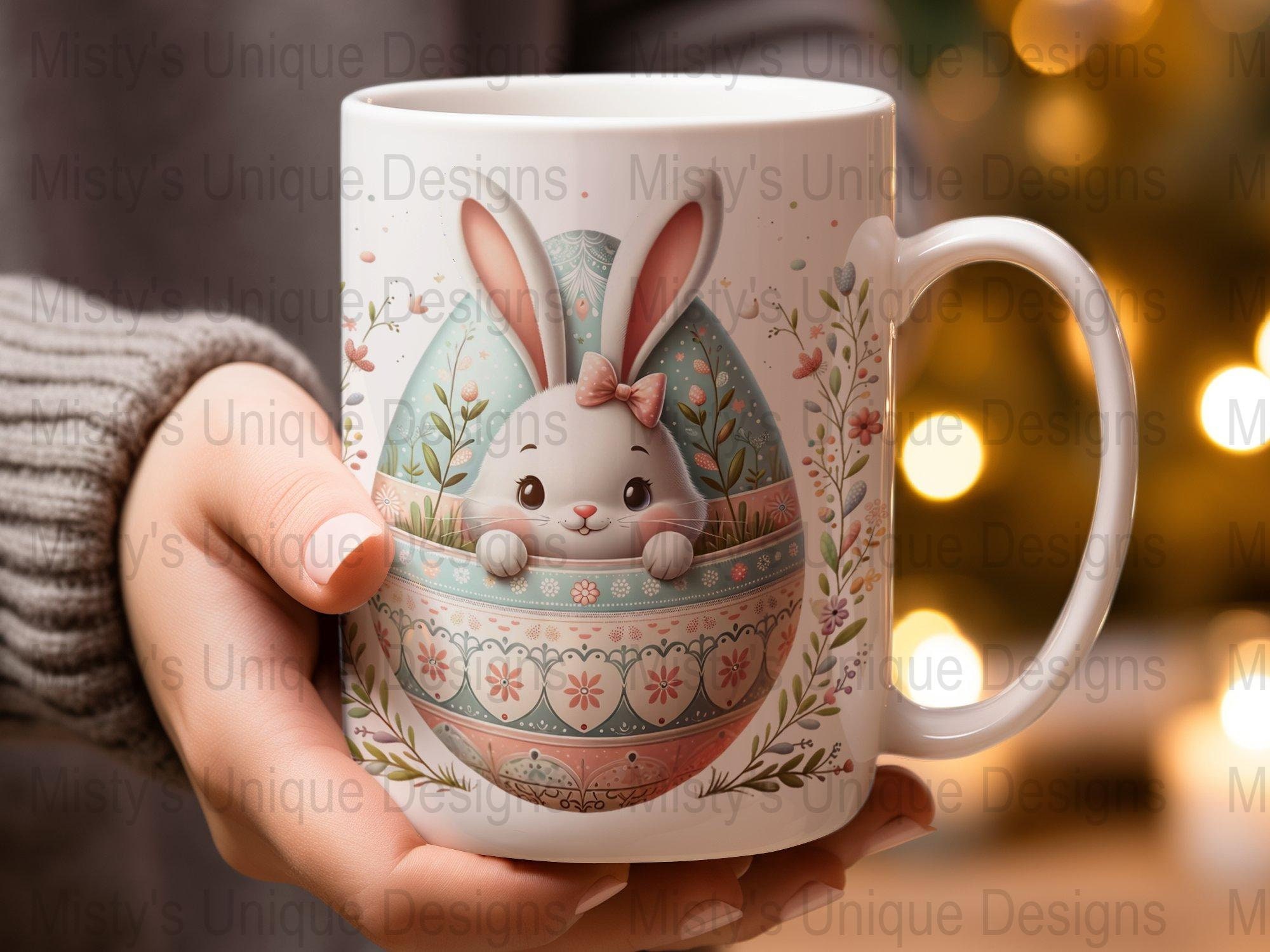 Easter Bunny Clipart PNG, Cute Rabbit Digital Download, Spring Floral ...