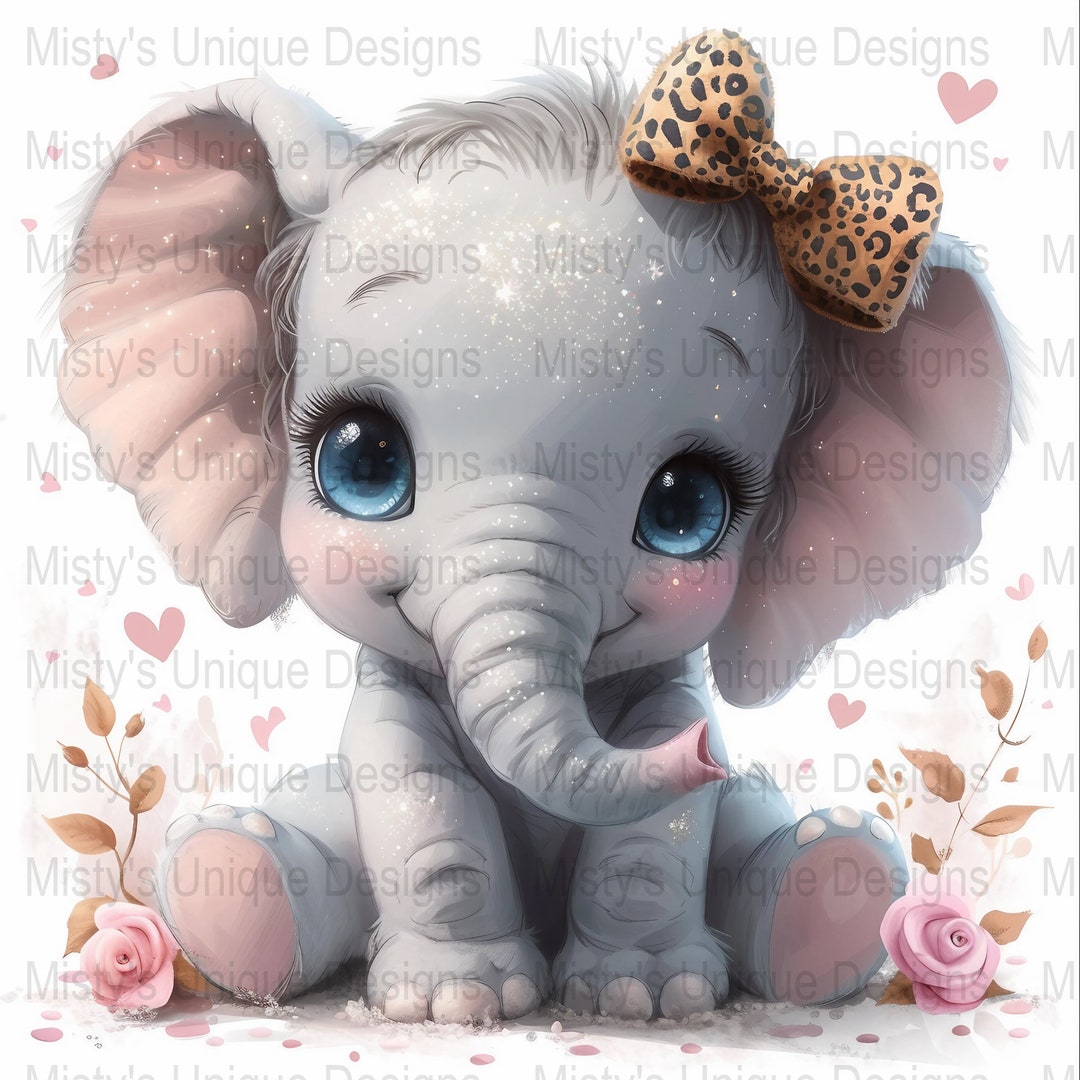 Cute Elephant Digital Paper, Nursery Decor, Baby Room Wall Art ...