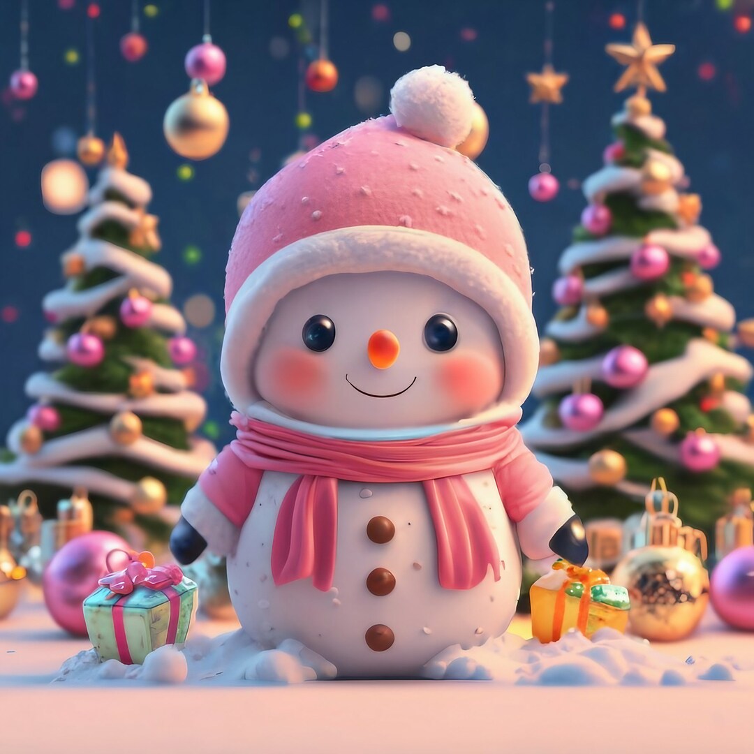 Pink Snowman Christmas Digital Paper Digital Downloadable Paper, Great ...