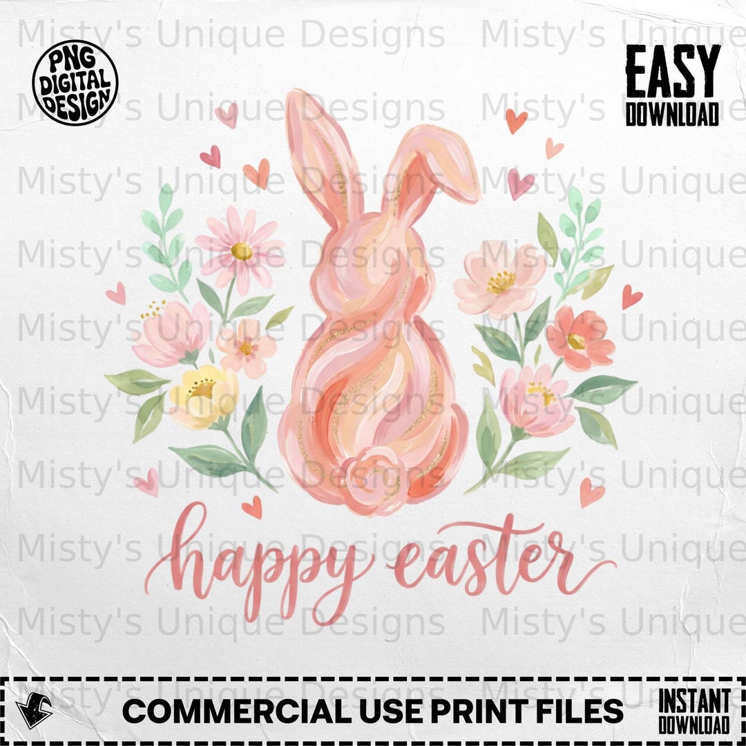Happy Easter Digital Clipart, Bunny PNG, Easter Bunny Digital Download ...