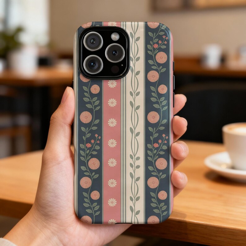 Floral iPhone Case, Botanical Art, Striped Flowers, Nature Inspired ...
