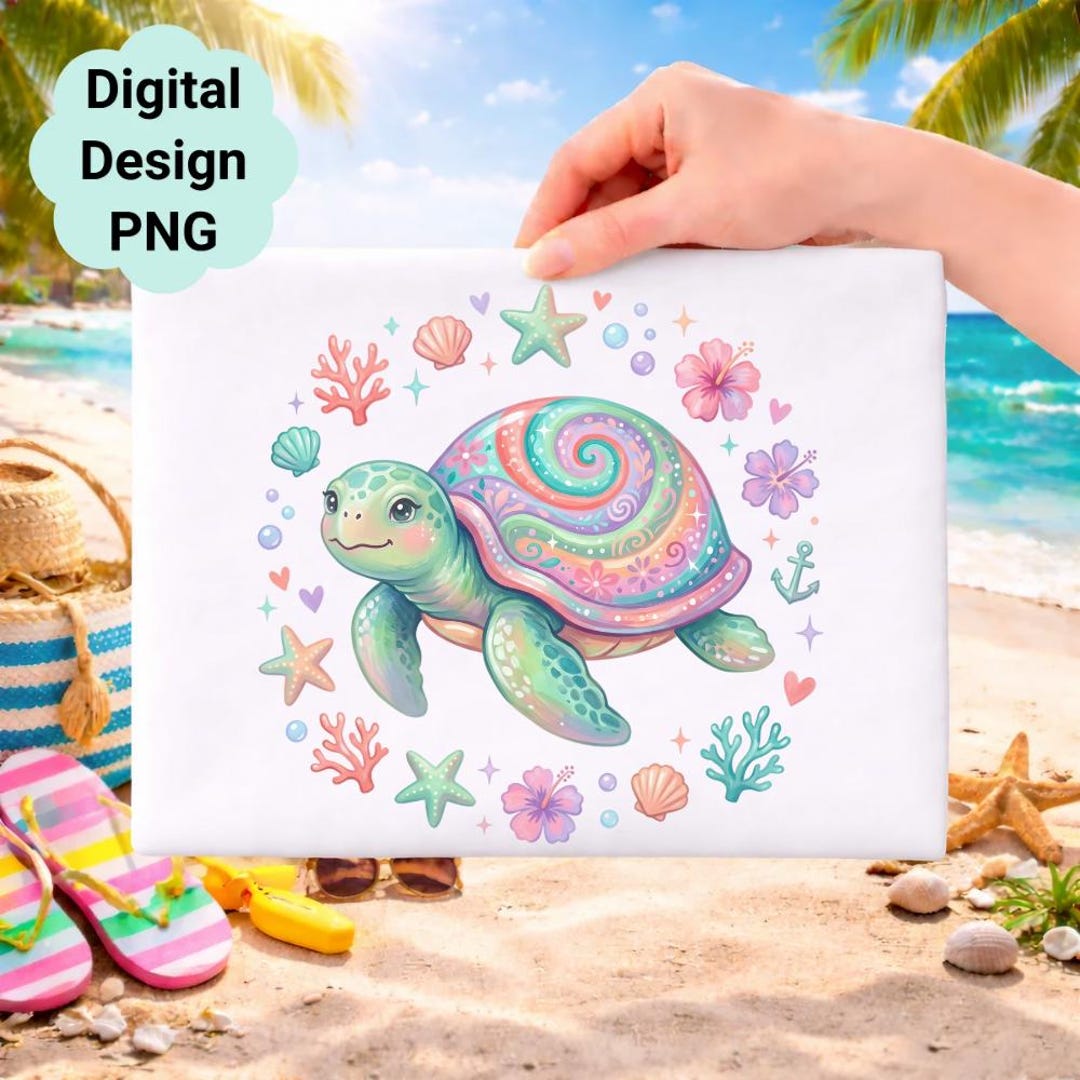 Pastel Sea Turtle Clipart PNG | Ocean Animal Digital Download (nursery ...