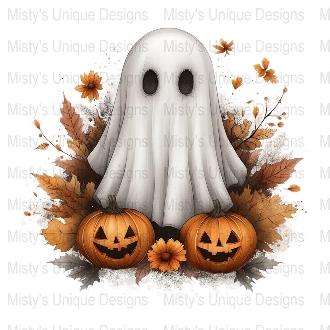 Halloween Ghost Clipart Illustration, Pumpkin Autumn Decor PNG, Spooky ...