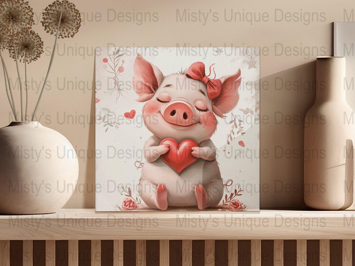 Piglet With Heart PNG, Adorable Pig Digital Paper (digital Download) - Etsy