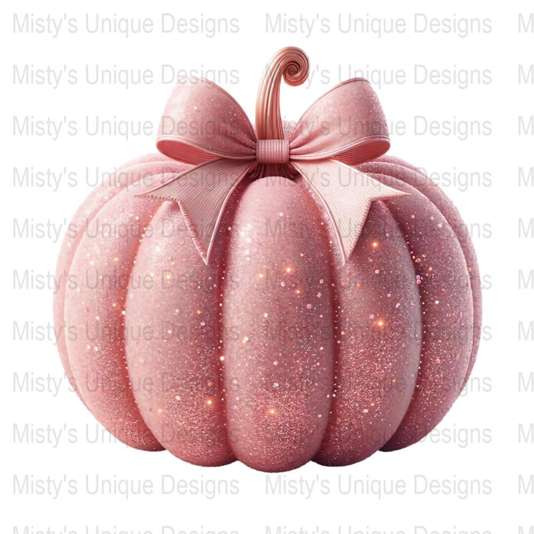 Pink Glitter Pumpkin Clipart, Fall Autumn Decor PNG, Halloween Digital ...