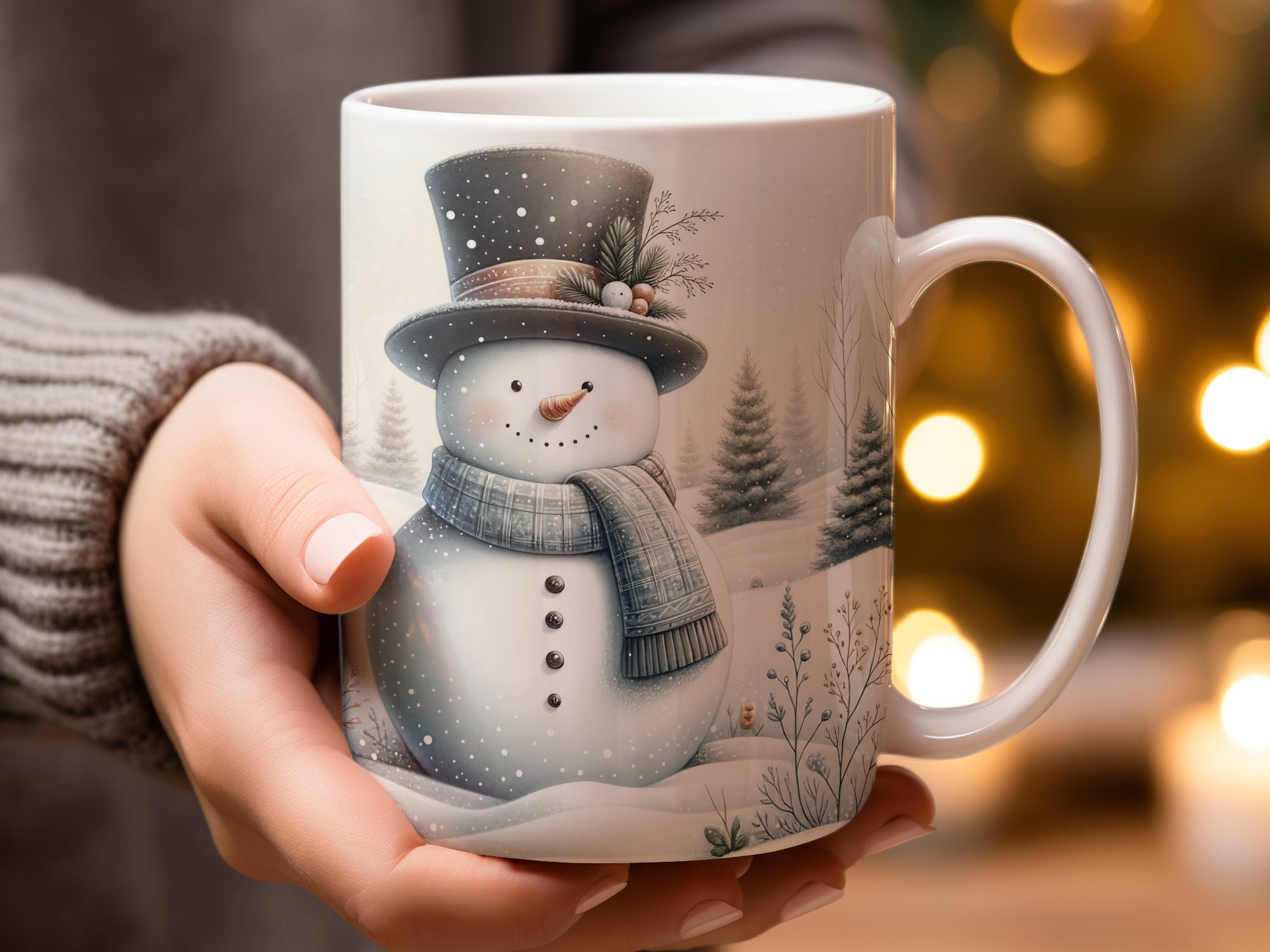 Vintage Snowman Scene Coffee Mug, Winter Season Gift (15oz) - Etsy