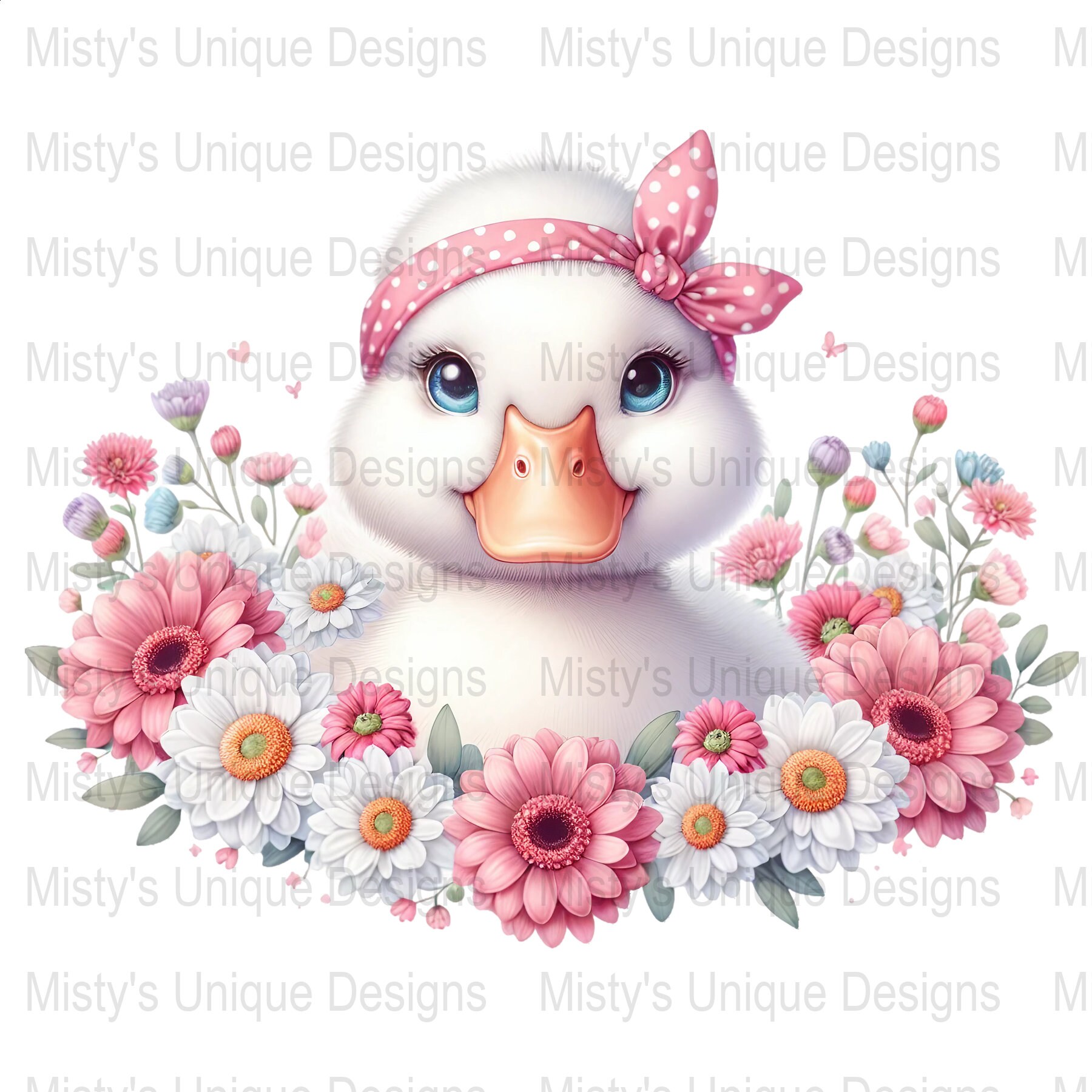 Cute Duckling Clipart PNG, Digital Download, Floral Duck Illustration ...