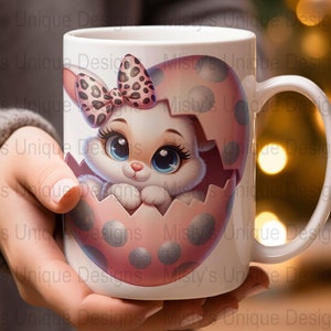 Cute Bunny in Egg Clipart, Pink Polka Dot Easter PNG, Digital Download ...